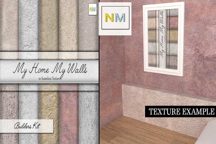 Second Life Marketplace - My Home My Walls Builders Kit 10 Seamless Textures NM Realistic Wall ...